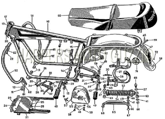 1969 1972 750 Ambassador Center Stand Side Stand Footrests Rear Fender ...