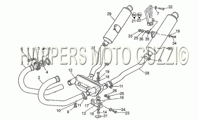 1997 1998 Daytona RS 1000 Frame Exhaust Unit – Harper Moto