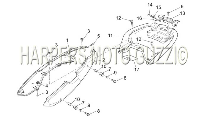 2005 2007 Breva V ie 1100 Rear Body Rear Fairing – Harper Moto